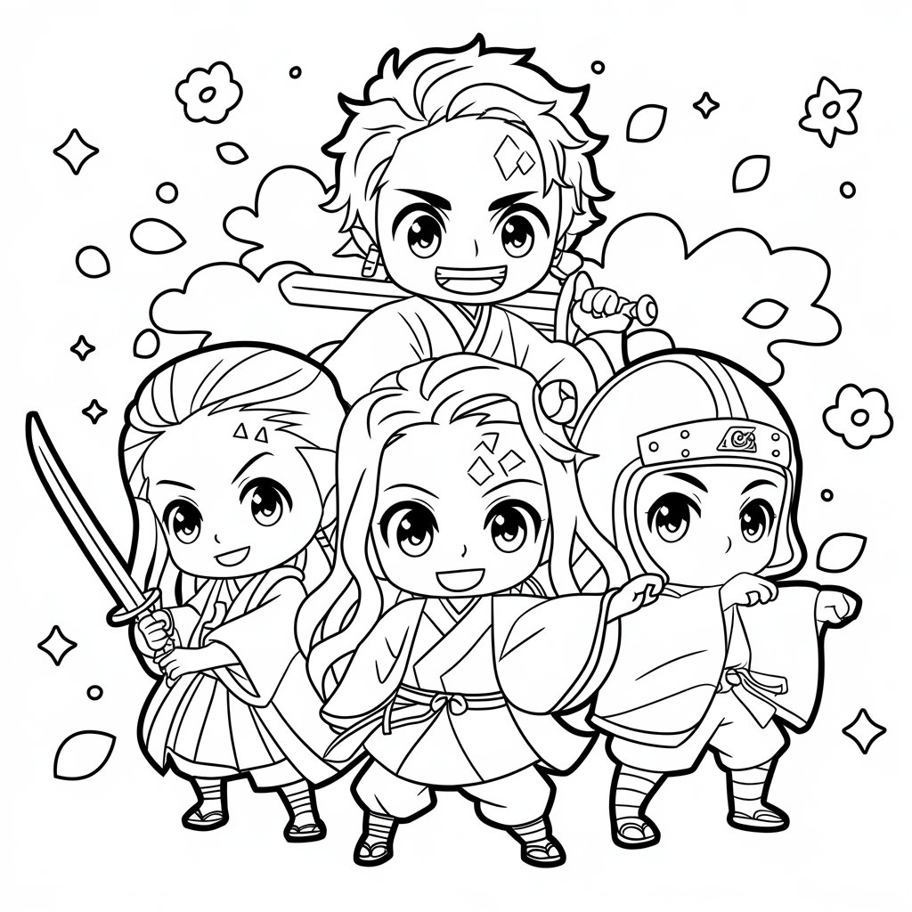 27 鬼滅の刃塗り絵 可愛い 印刷